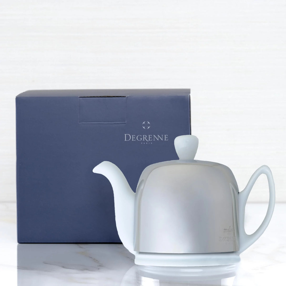 White Porcelain Teapot with Stainless Steel Strainer and Thermal Cover ...
